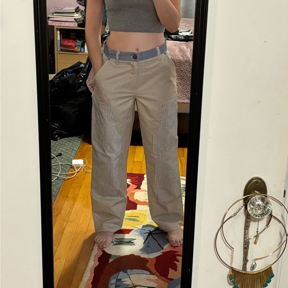 Teddy Fresh | Pants & Jumpsuits | Thin Stripe Beige And Blue Teddy ...
